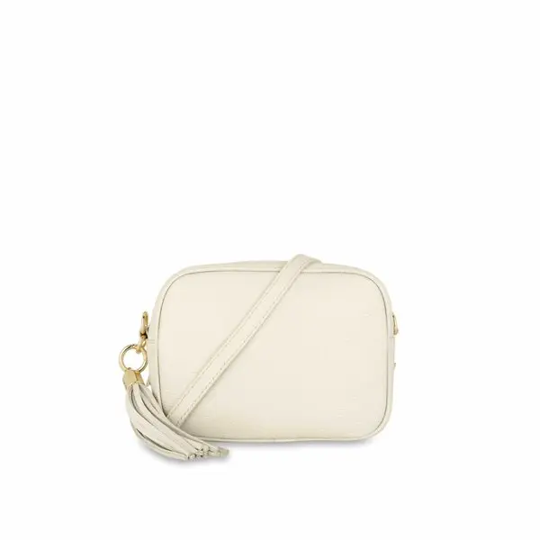 APATCHY LONDON Neutrals The Tassel Stone Leather Crossbody Bag - Black