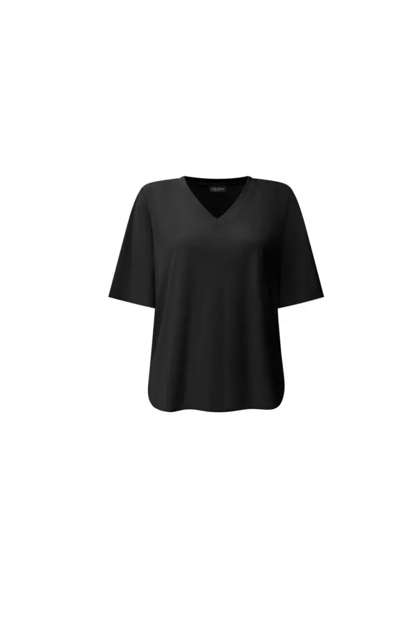JAMES LAKELAND Jersey V-neck Top - Black