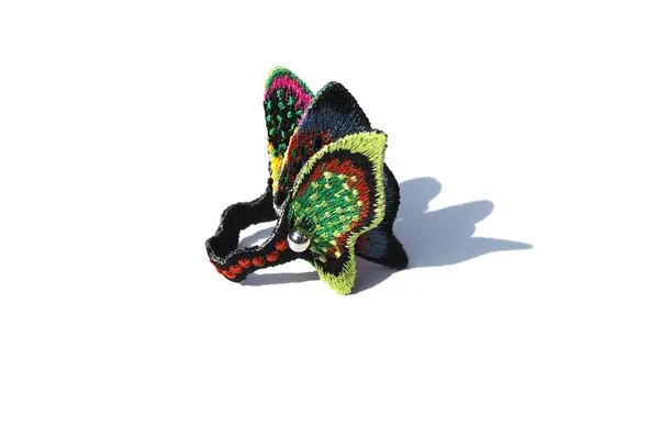 NANA WATANABE Land Butterfly Sculptural Embroidered Ring - Black