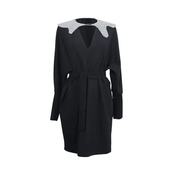 LAURA DAILI Black / Silver Baroque Shadow Dress - Black/silver