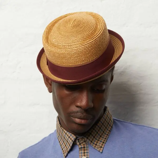 DASMARCA HATS Dasmarca Oscar Summer Telescope Crown Lightweight Wheat Grass Breathable Mod Porkpie Hat Gold Yellow - Orange