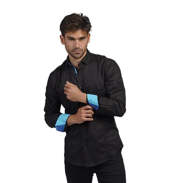 EIGHT X Black / Blue Monochrome King Pm Edition Button Down Shirt - Black/blue