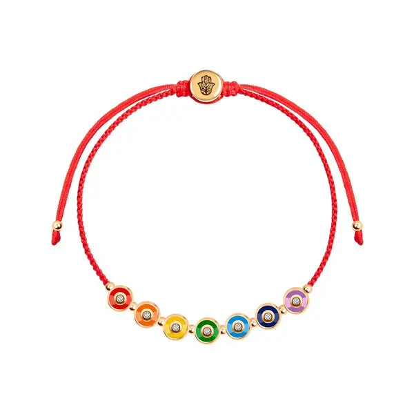 KARMA AND LUCK Gold Plated Chakra Enamel String Bracelet – Energy Healing Protection Jewelry – Joyful Journey - Red
