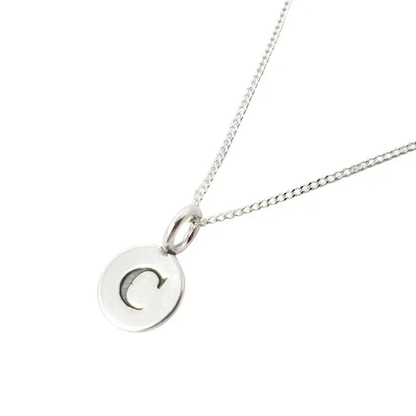 HARFI Initial Letter Personalised Charm Sterling Necklace - Silver