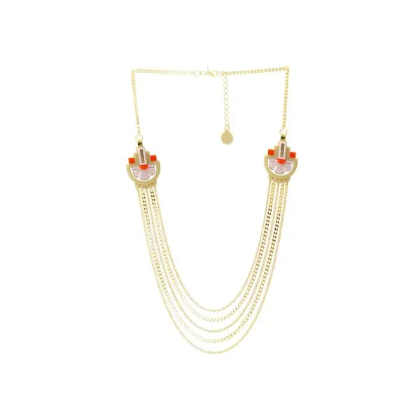 GISSA BICALHO Neutrals Acrylic Handmade Necklace Three Flowers Kahki - Yellow