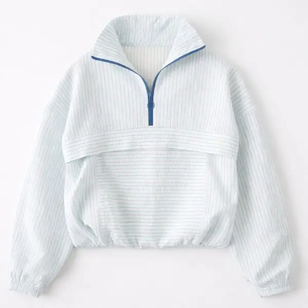 YORSTRULY Krinkle Sweatshirt Seersucker White Striped - Blue