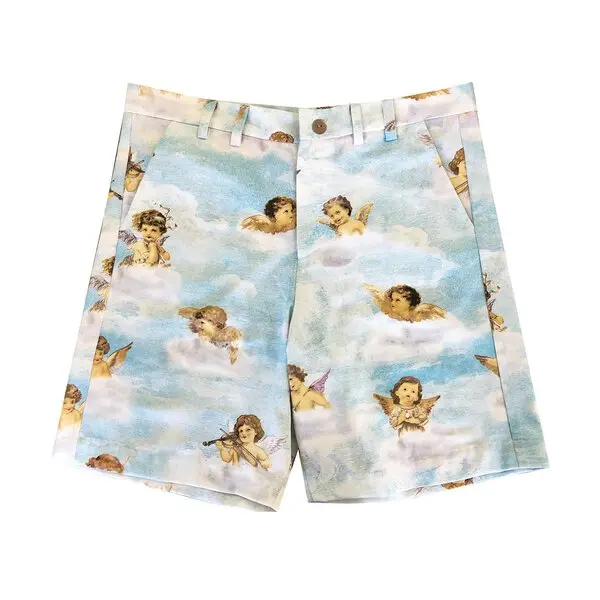 QUILLATTIRE Blue / White Blue Sky And Cupid Print Shorts - Blue/white
