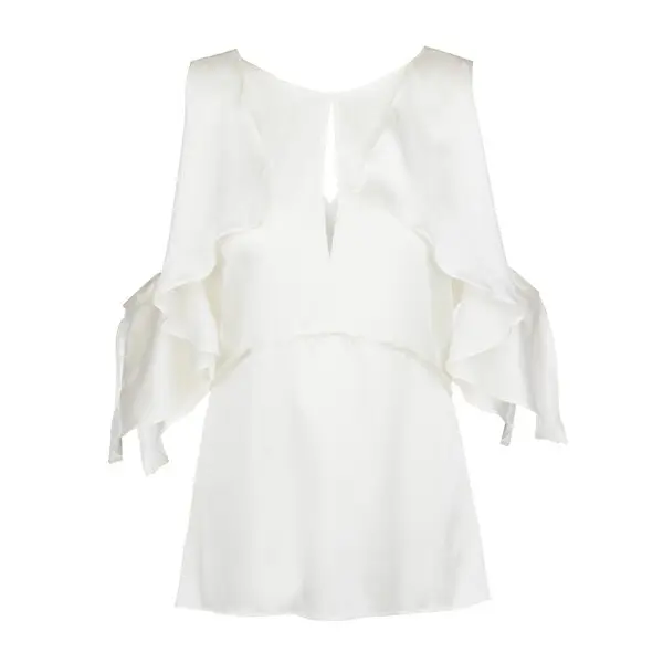 MODALLICA Venus Cold Shoulder Gots Certified Peace Silk Top