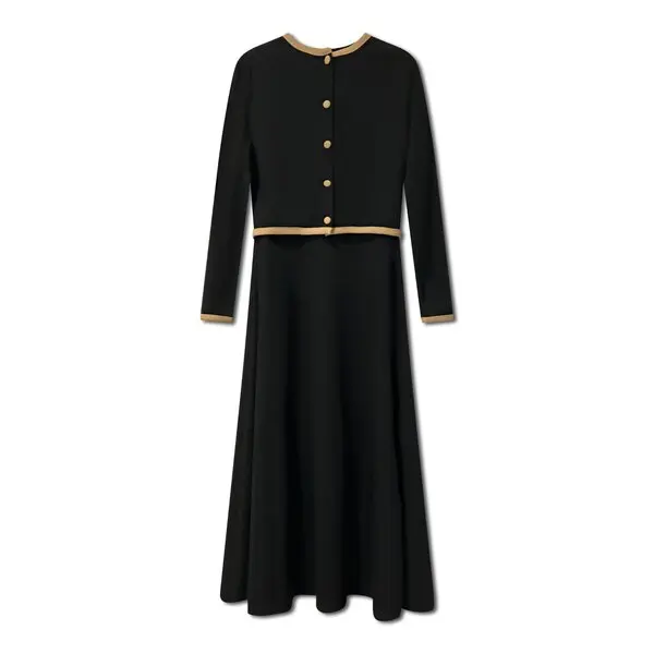 ROCH PEREL Black / Neutrals / Brown Black Contrast Ribbed Cardigen-dress - Black/brown