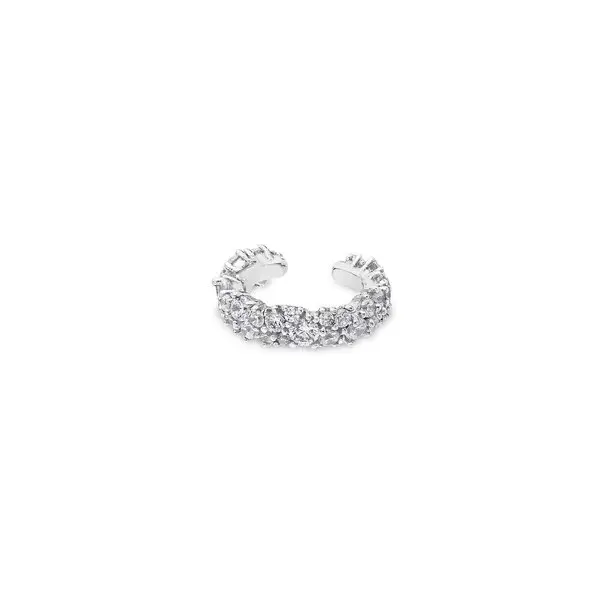 SALLY SKOUFIS Silver / White Cosmic Ear Cuff With Made Cz Diamond Stimulant In Sterling Silver - Silver/white