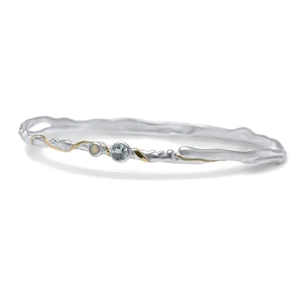 ISLA SILVER Delicate Opal & Blue Topaz Sterling Bangle - Silver