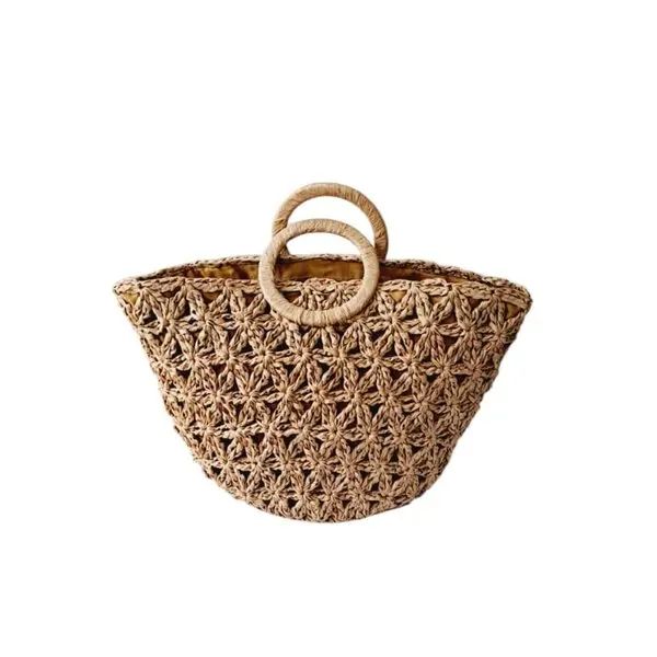 SPRINGMOONATELIER Handmade Raffia Lady Handbag - Brown