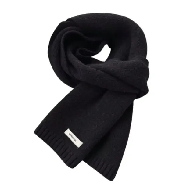 MY LITTLE NATURE Color Natural Wool Scarf Australian Premium Quality Wool - Black