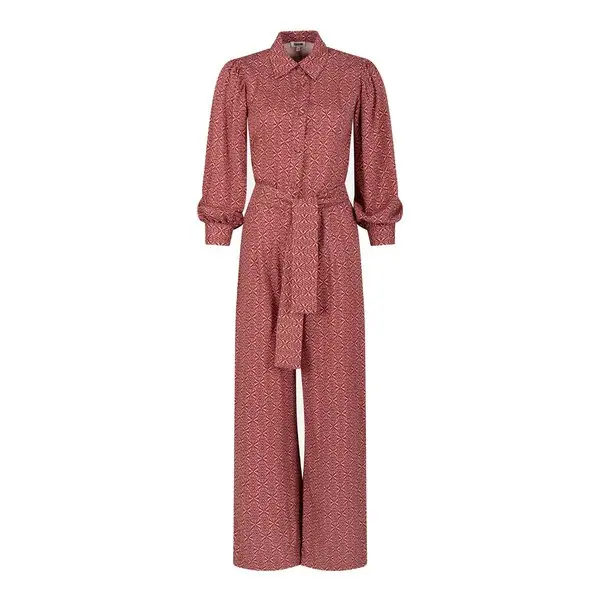 IN OUR NAME Olmoti Long Sleeve Printed Jumpsuit - Red
