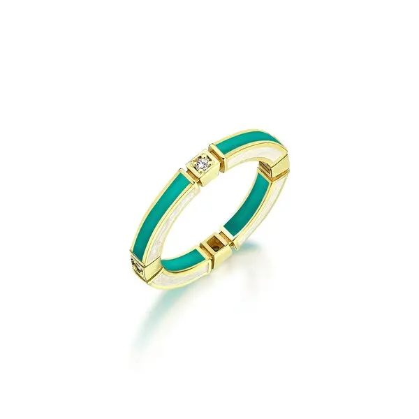 C|ND|N BY CANDAN BALTO Megaron Silver & Turquoise Enamel Ring - Gold