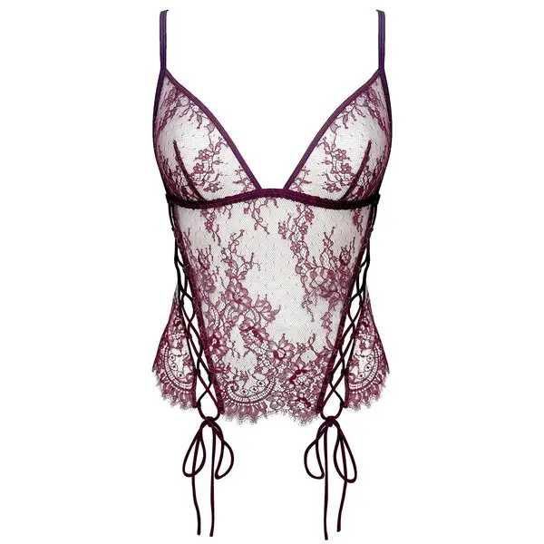 MONIQUE MORIN LINGERIE Moonstruck Lace Camisole Velvet - Red