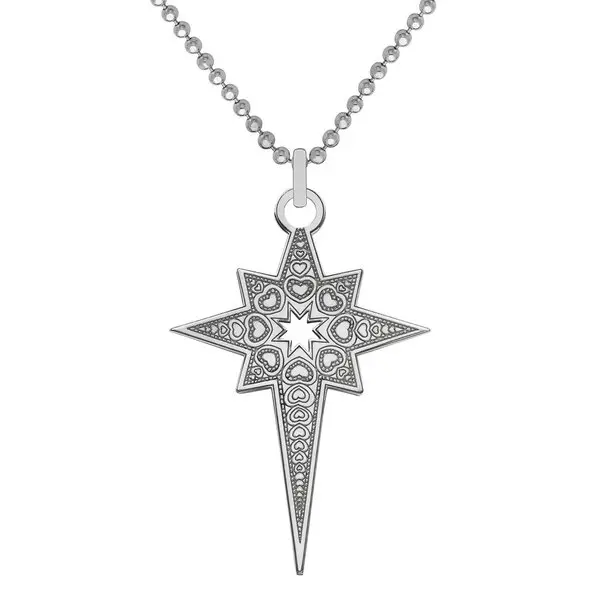 CARTERGORE Small Sterling Silver North Star Pendant Necklace - Gray