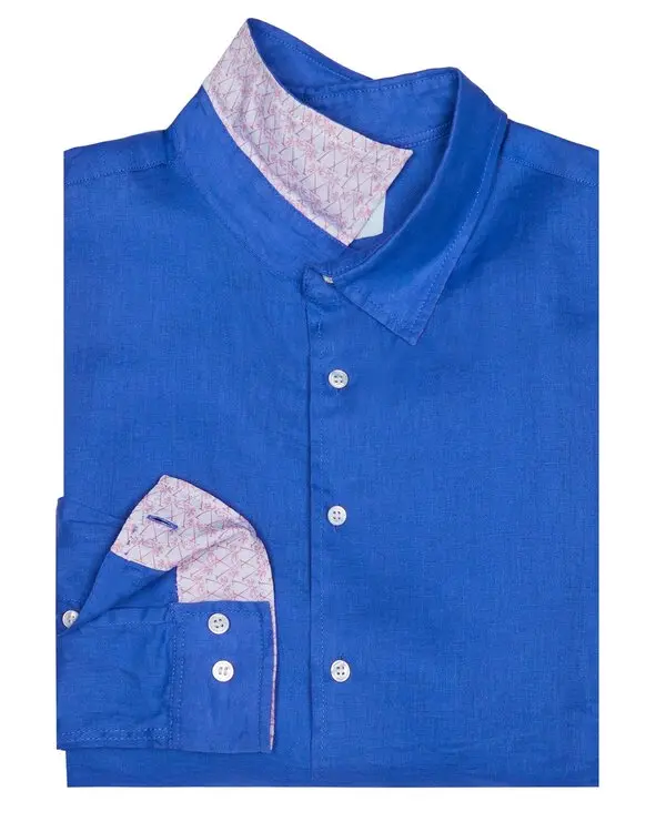 PINK HOUSE Linen Shirt Plain Dazzling - Blue