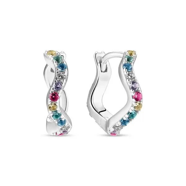 SIF JAKOBS JEWELLERY Earrings Ellera Waves Silver Multicolour Medio - Gray
