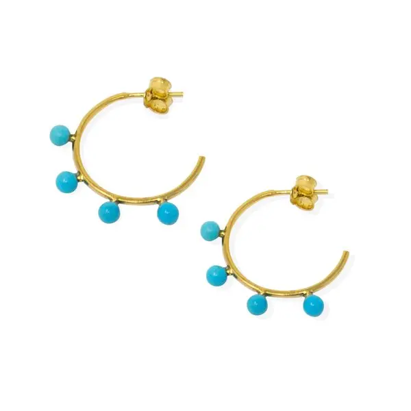 VINTOUCH ITALY Turquoise Beads Hoop Earrings - Blue