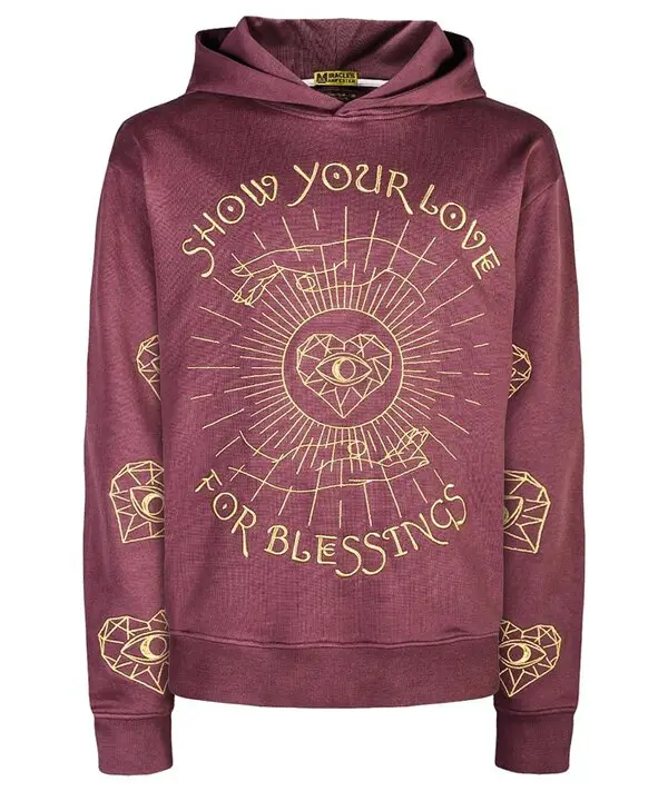 MIRACLES MANIFESTER Show Your Love Affirmation Embroidered Hoodie - Brown