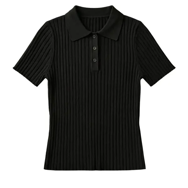 HARMAIN LEATHERS LTD Classic Ribbed Knit Short Sleeve Polo Shirt