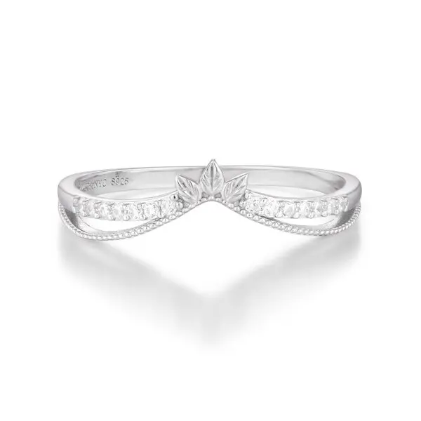 AZURA JEWELRY NEW YORK Abloom B Stacking Ring White Gold Vermeil - Silver