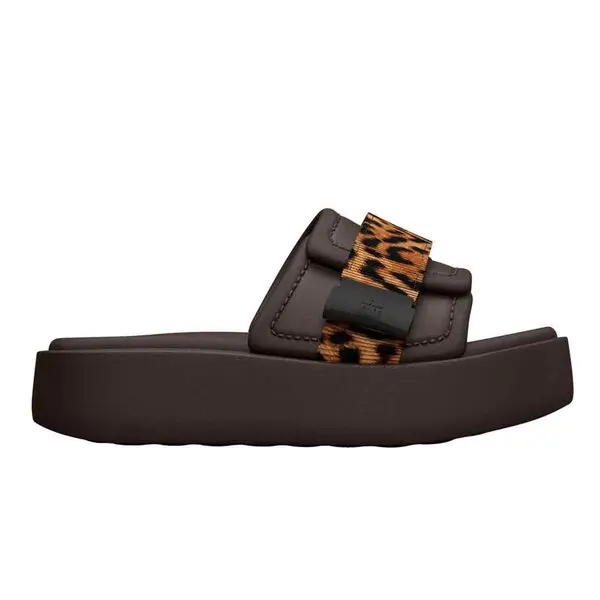 Melissa Free Fuzzy Slide Platform Bronze - Brown