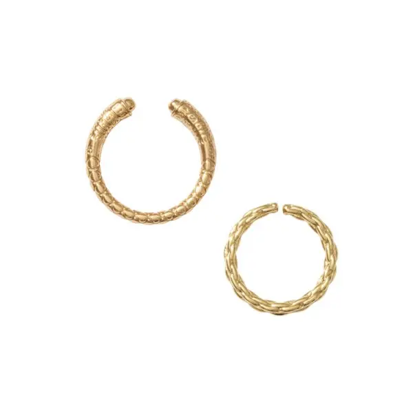 ALEXIE OF ATHENS Byzantine Etched Rope 2 Ring Set - Gold