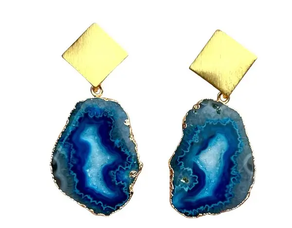 MAGPIE ROSE Triangle Rocks Earrings - Blue