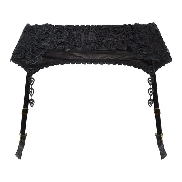 BELLE ET BON BON Bisoux Suspender With Sparkling Crystals - Black