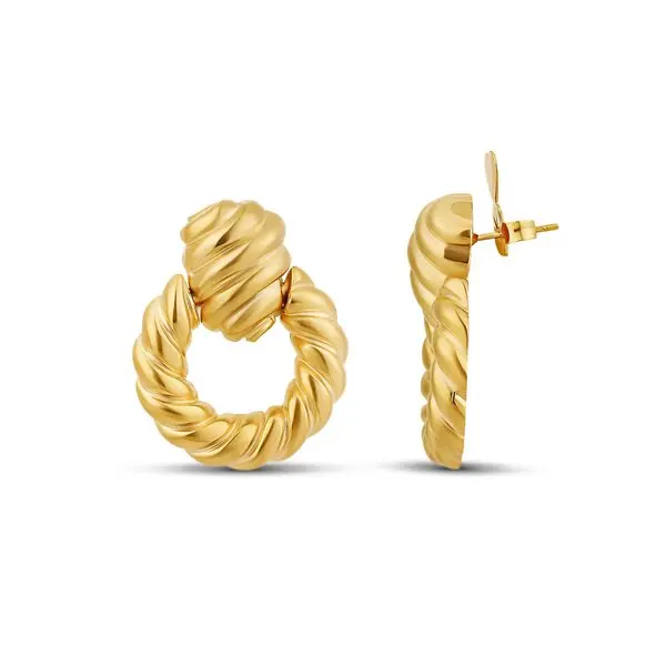 SHYMI Textured Round Drop Earrings - Gold