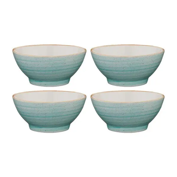 Turgla Home Aqua Round Porcelain Bowl Set Of Four - Blue