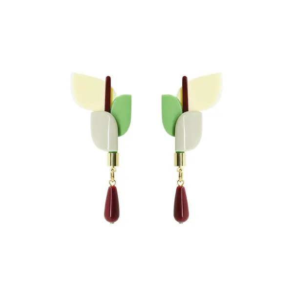 GISSA BICALHO Neutrals Handmade Acrylic Earring Anthurium / Vanilla - Yellow