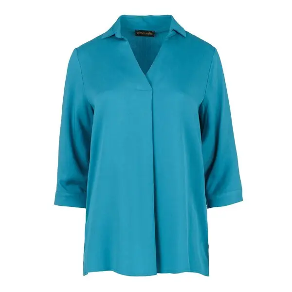 CONQUISTA Turquoise V Neck Top