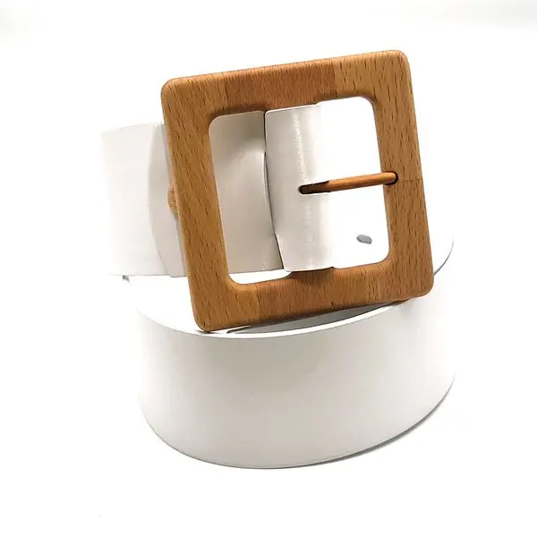 WOOD BELT Bryce Strong 625 Beech Wood Leather Belt - White