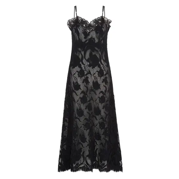 LISA THE LABEL Magnolia Lace Slip Dress - Black