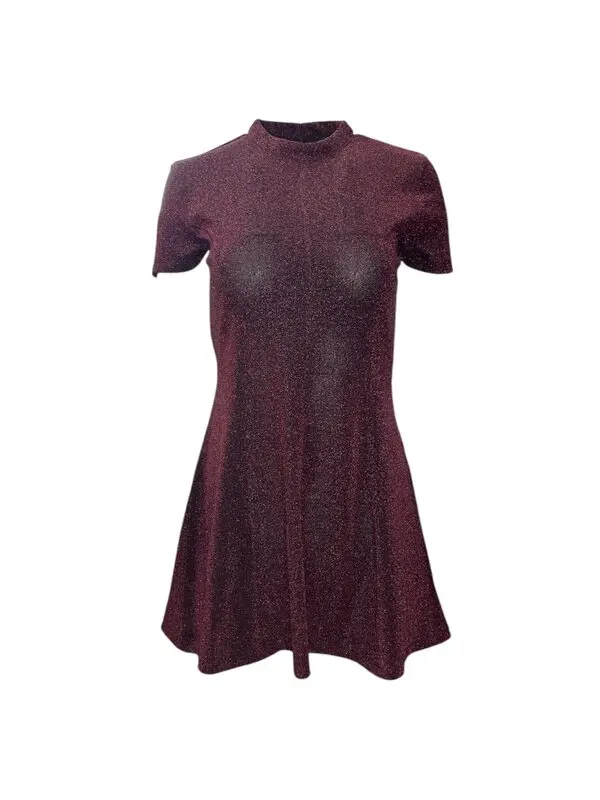 ANY OLD IRON Shiny Short Oxblood Mini Dress - Red