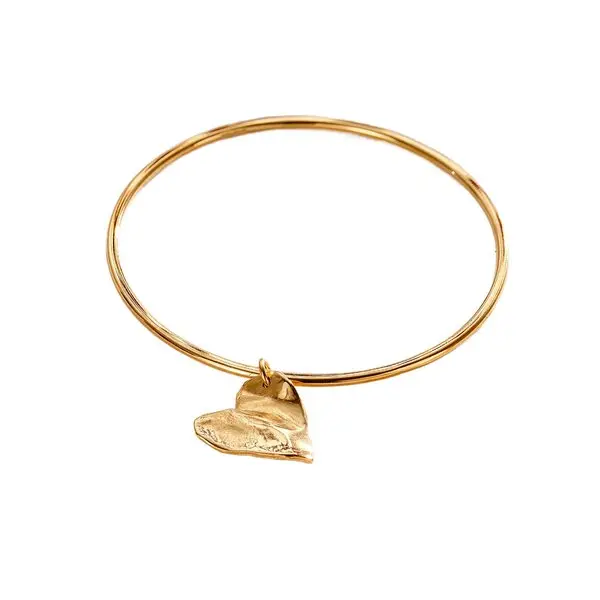 POSH TOTTY DESIGNS Fortune Heart Charm Bangle - Gold