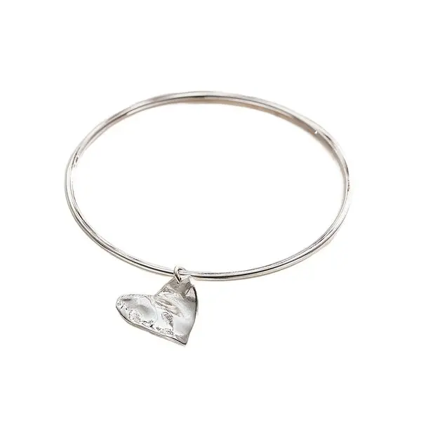 POSH TOTTY DESIGNS Fortune Heart Charm Bangle - Silver