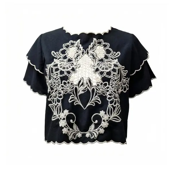 NOOKI DESIGN Tate Embroidered Cutout Blouse - Black