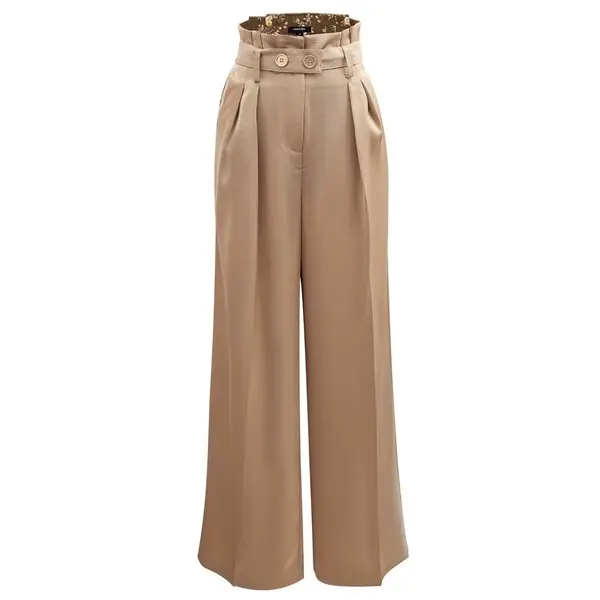 SMART AND JOY Pleats Straight Trousers - Brown