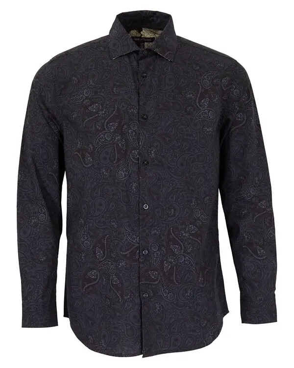 LORDS OF HARLECH Nigel Montgat Paisley Shirt - Black