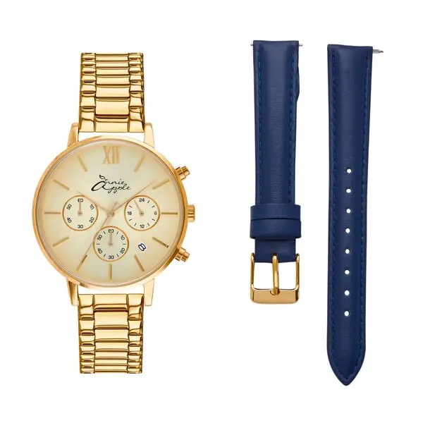 BERMUDA WATCH COMPANY Annie Apple Marseille Gold & Blue Multifunctional Interchangeable - Blue/yellow