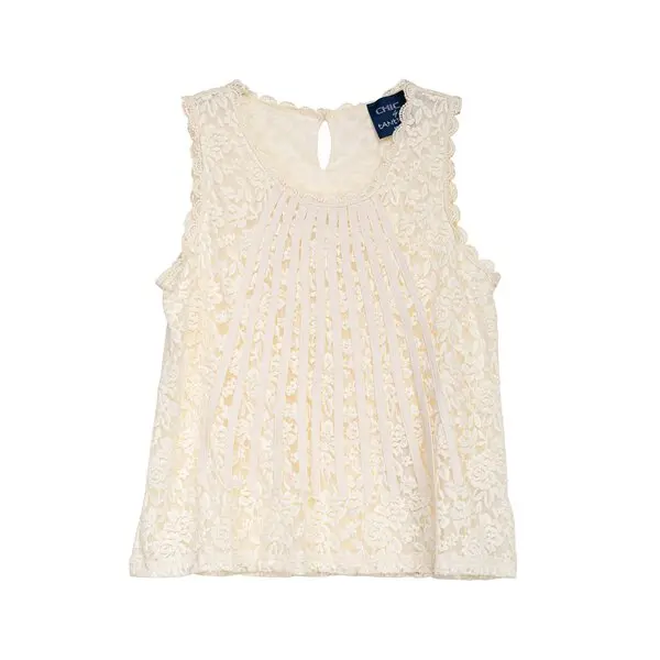 TANTRA SPAIN SL Neutrals Sleeveless Lace Top - Beige