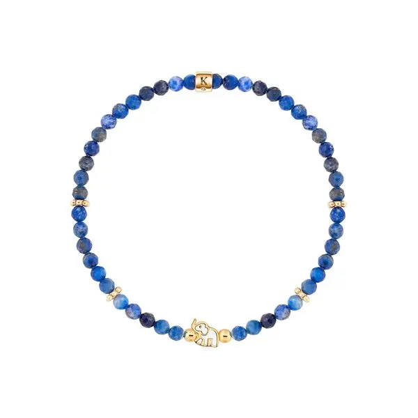 KARMA AND LUCK Gentle Strength Lapis Lazuli Elephant Charm Bracelet - Blue