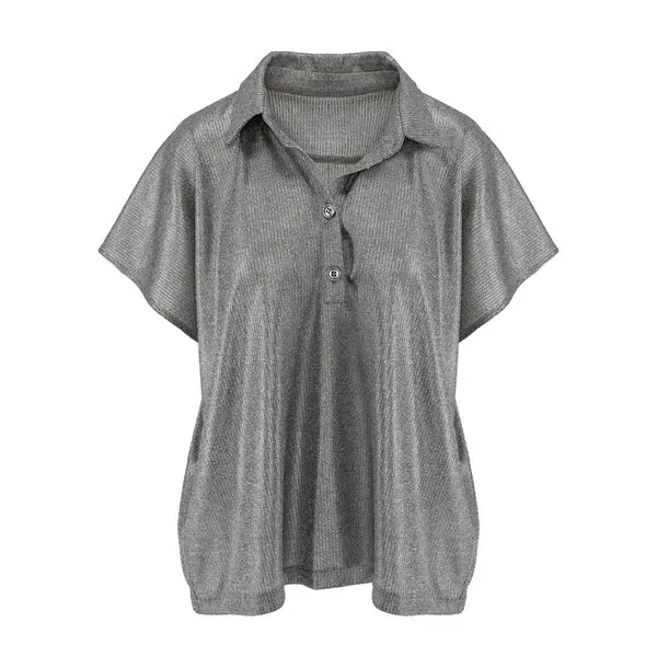 SILVIA SERBAN Jersey “polo” Top - Silver