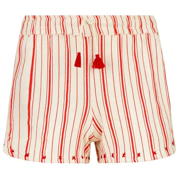 BOUTIQUE KAOTIQUE White / Red Handmade Moroccan Red Striped Beach Shorts - White/red