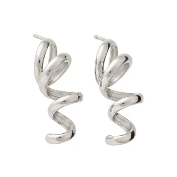 LINYA JEWELLERY Seta Spiral Hoop Earrings - Silver