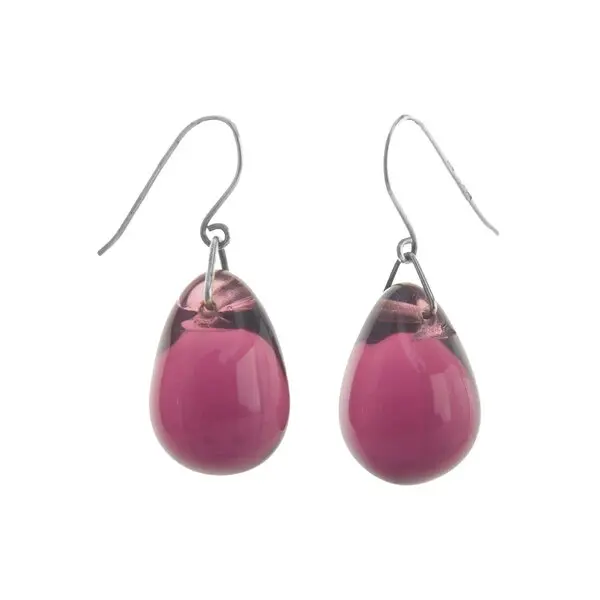 LAURA DAILI Purple / Silver Glass Earrings Lilac Drops - Purple/silver
